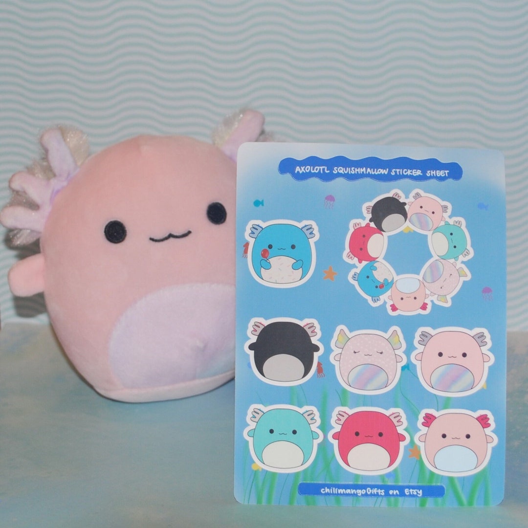 Squishmallow Axolotl Sticker Sheet Archie Squishmallow, Squishmallow ...
