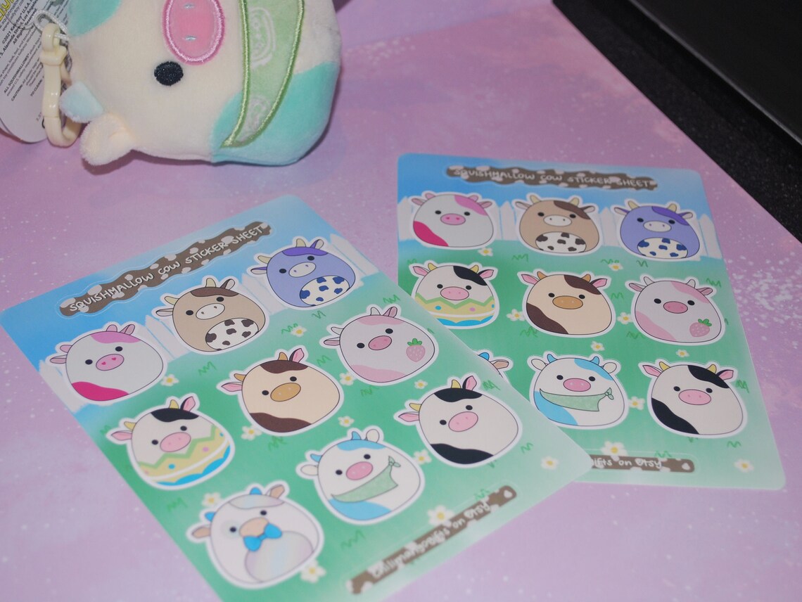Squishmallow Cow Sticker Sheet Journal Stickers - Etsy