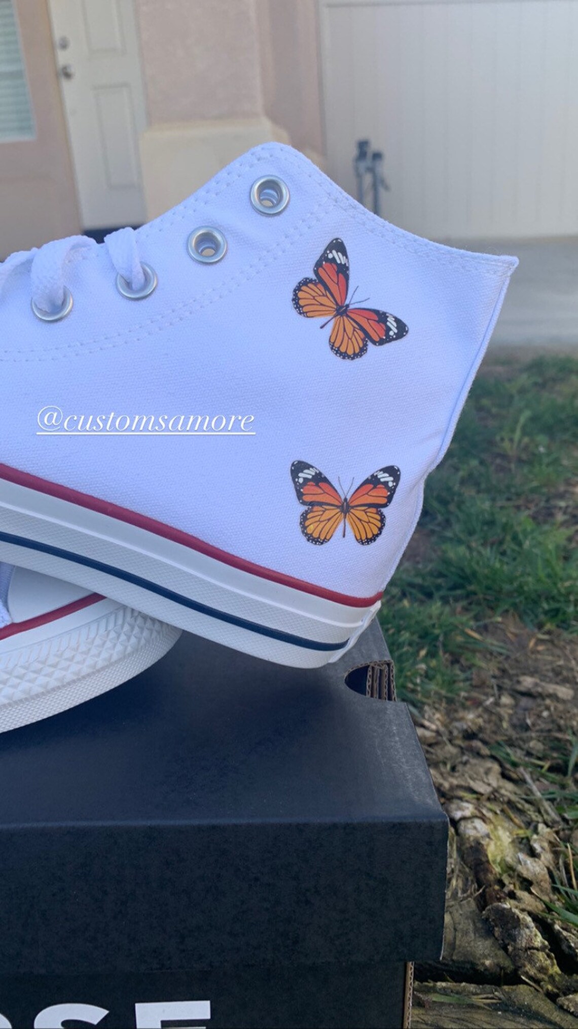 Butterfly Converse,high Top Converse,monarch Butterfly Converse,custom ...