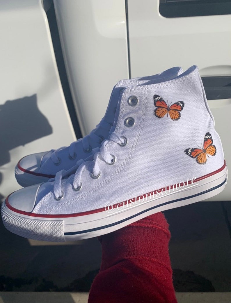 Butterfly Converse,high Top Converse,monarch Butterfly Converse,custom ...