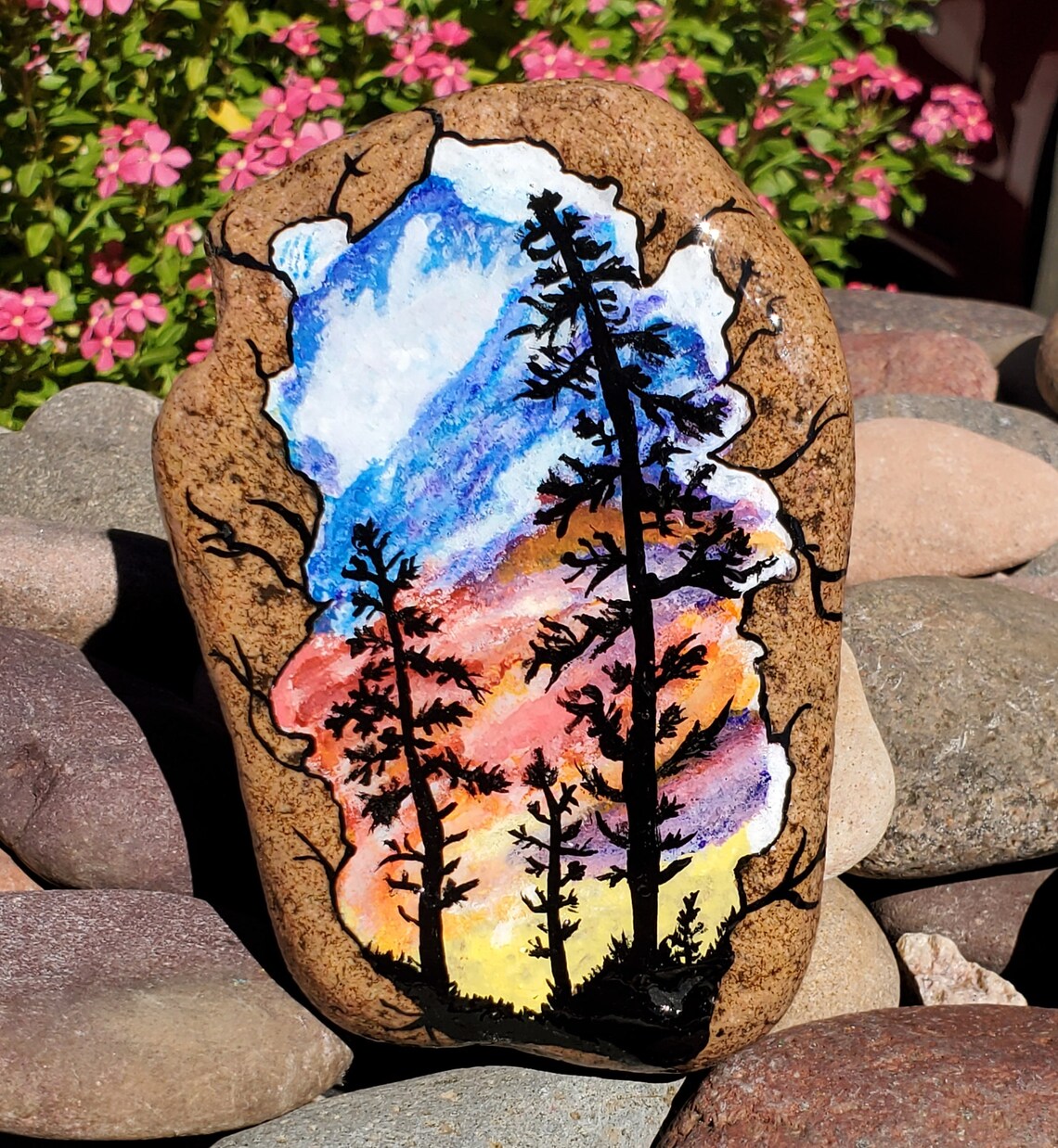 Natural Stone Tree Scene Stone by Candice - Etsy