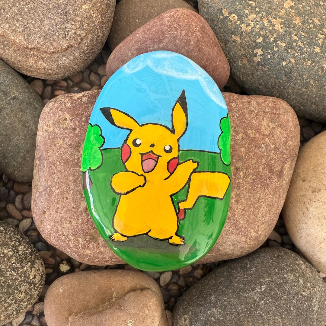 Pokemon Characters, Pokemon, Pikachu, Pikachu Hand Painted Rock, Stone ...