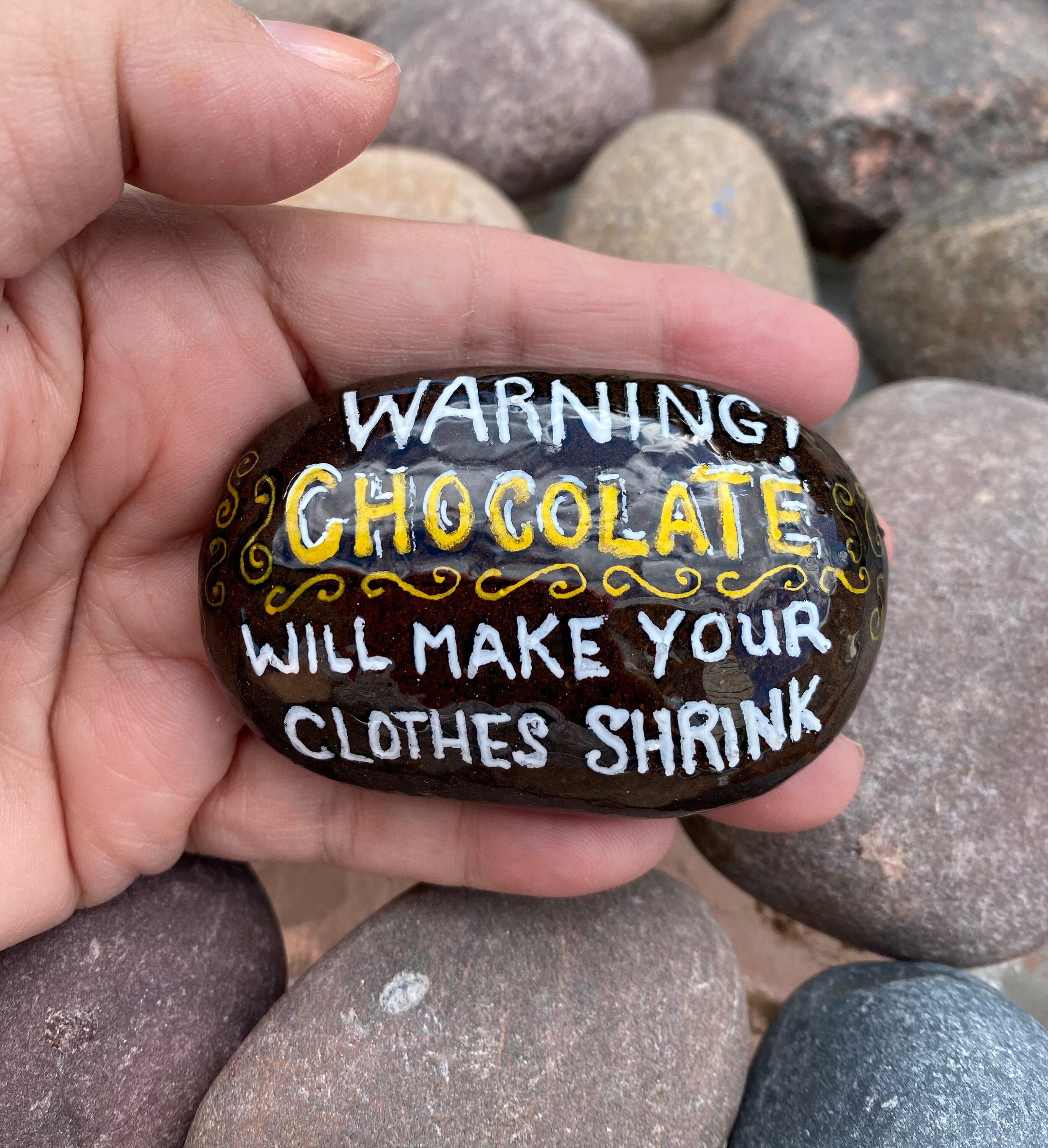 WARNING Chocolate Will Make Your Clothes Shrink Joke Rock - Etsy