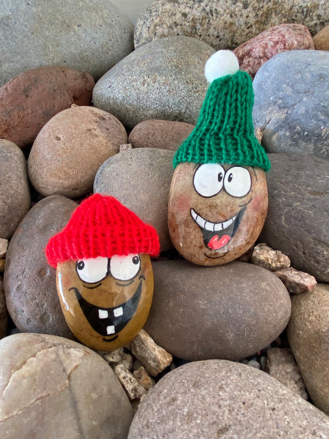 2 Goofy Buddies, Hand Painted on Arizona River Rock - Stones by Val - Etsy