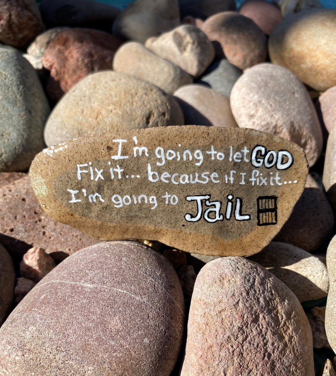 Humorous God Rocks Stone: Christian Gift, Arizona River Rock - Etsy