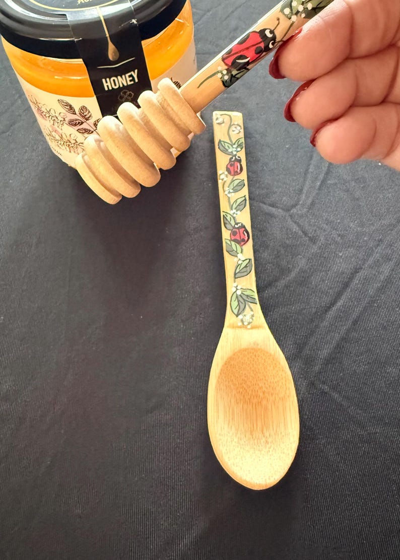 Hand Painted Lady Bug Honey Dipper Spoons - Etsy