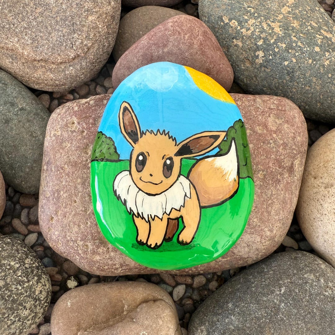 Pokemon Hand Painted Characters, Pokemon, Eevee Rock, Pokemon Eevee ...