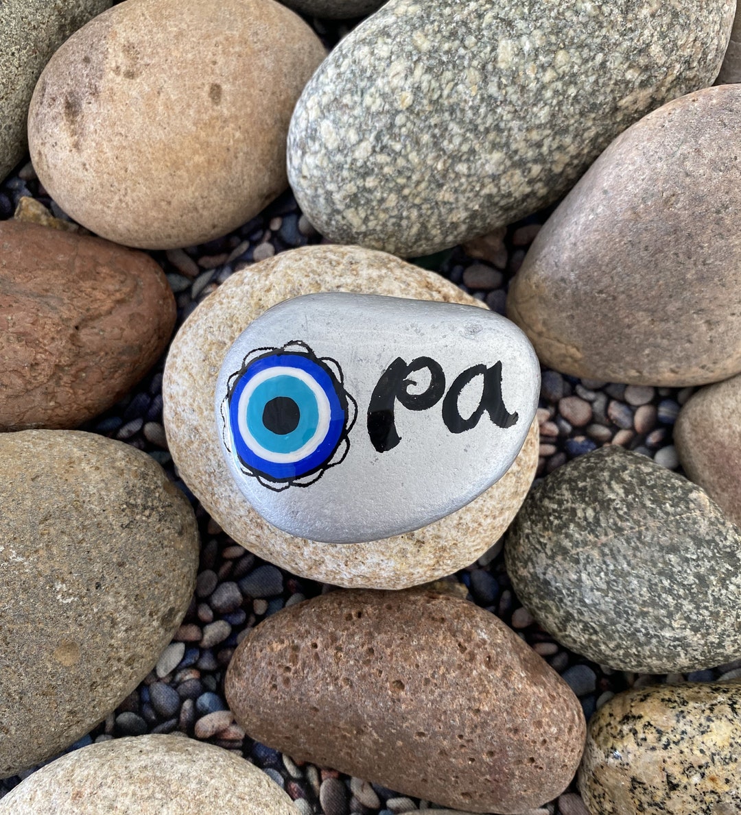 Evil Eye Stone. Evil Eye Opa Stone, Greek Evil Eye Stone, Greek Mati ...