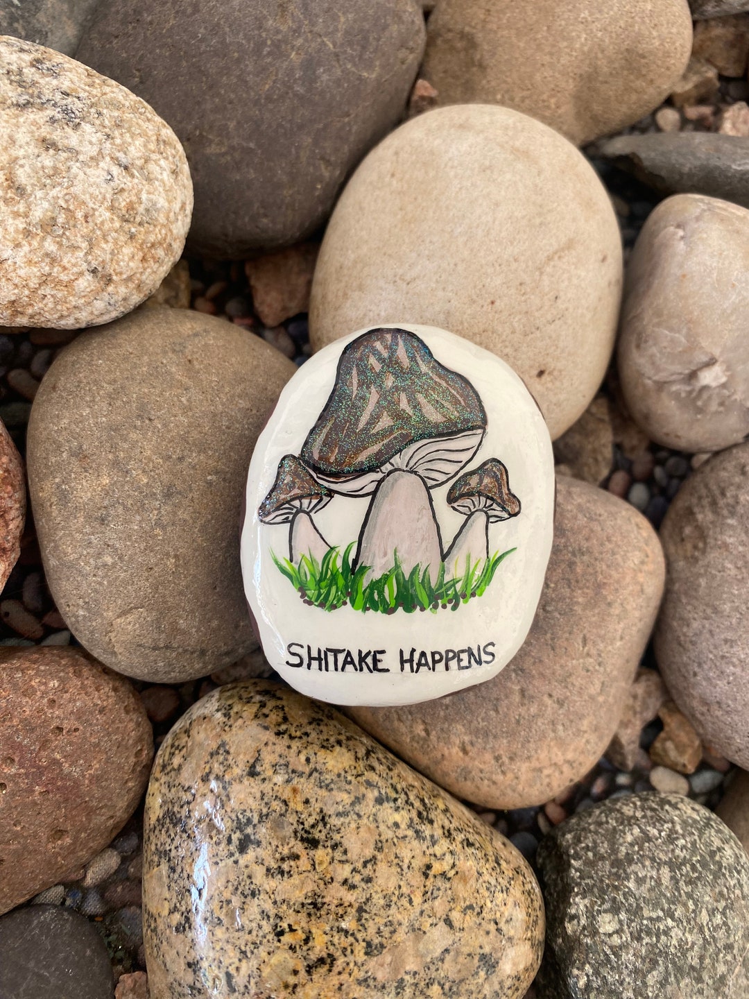 Shitake Happens Shitake Mushrooms Mushroom Stones Mushroom Rocks - Stone by Val - Etsy