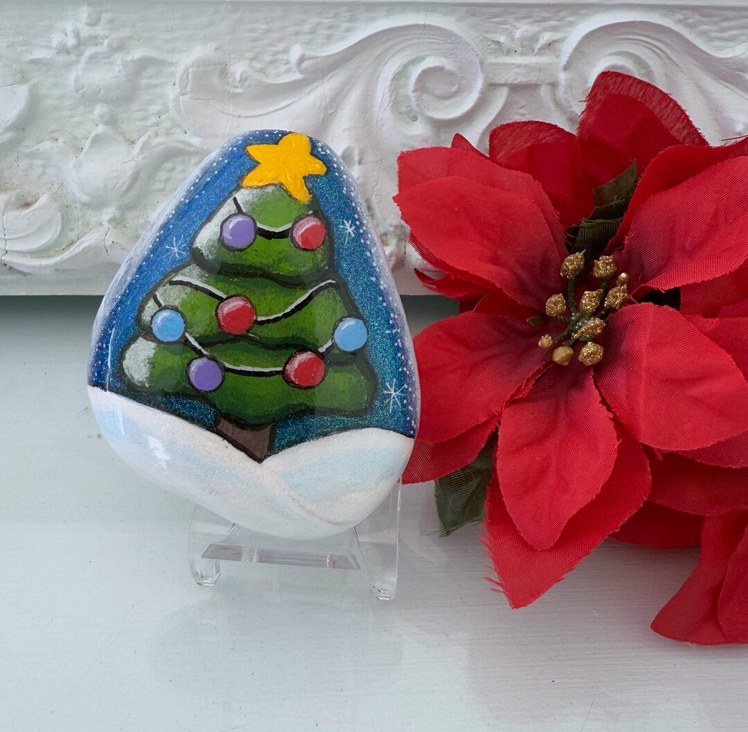 Christmas Tree Stone, Rock Art Christmas Tree, Christmas Stones - Stone ...