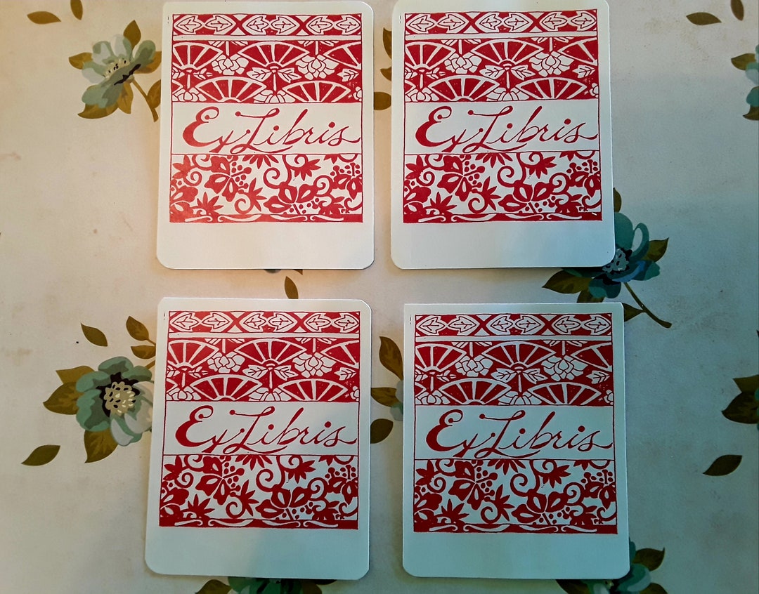 Bookplates, Bookplate Set, Flowers and Fans, Set of 4 - Etsy