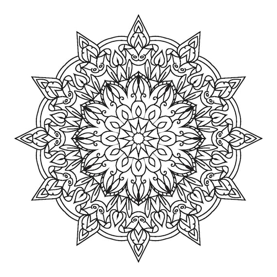 Sun Mandala Coloring Page Adult Coloring Page - Etsy