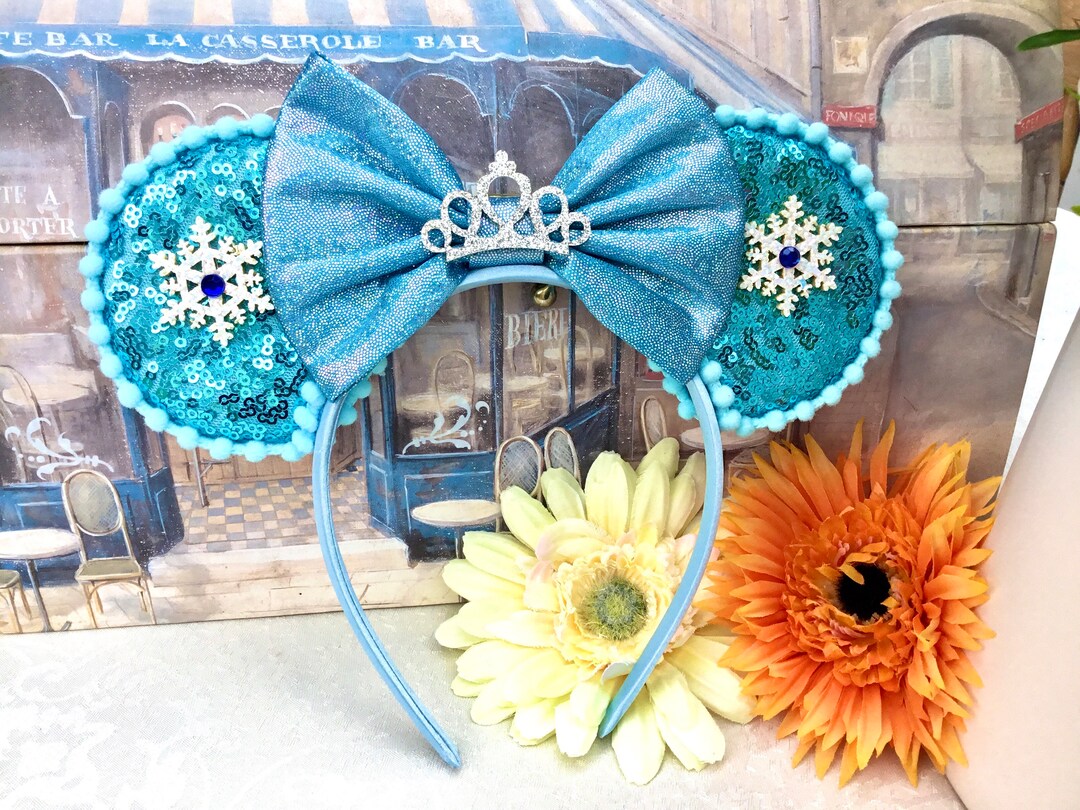 Frozen Elsa Mickey Minnie Mouse Inspired Sequin Ears - Etsy UK