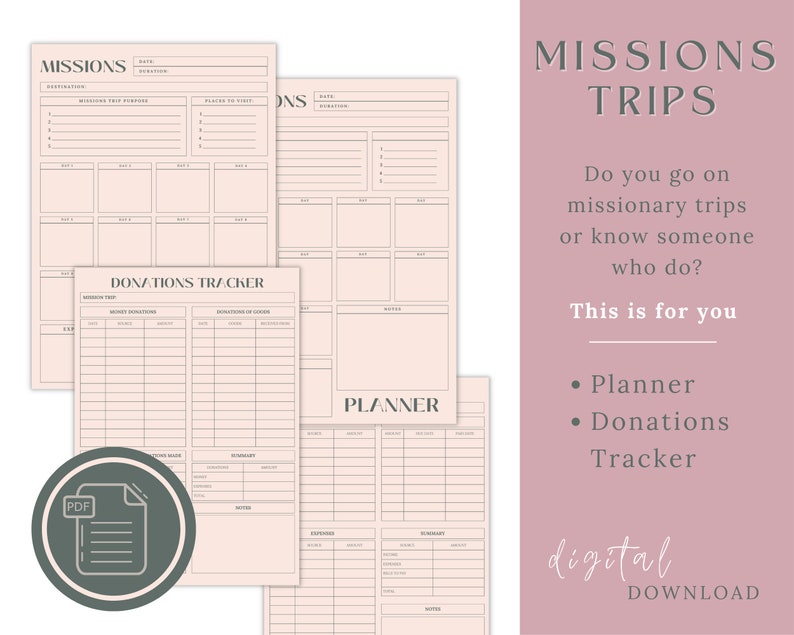 Missionary Trip Planner, Christian Mission Planner, Missionary ...