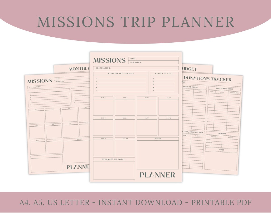 Missionary Trip Planner, Christian Mission Planner, Missionary ...