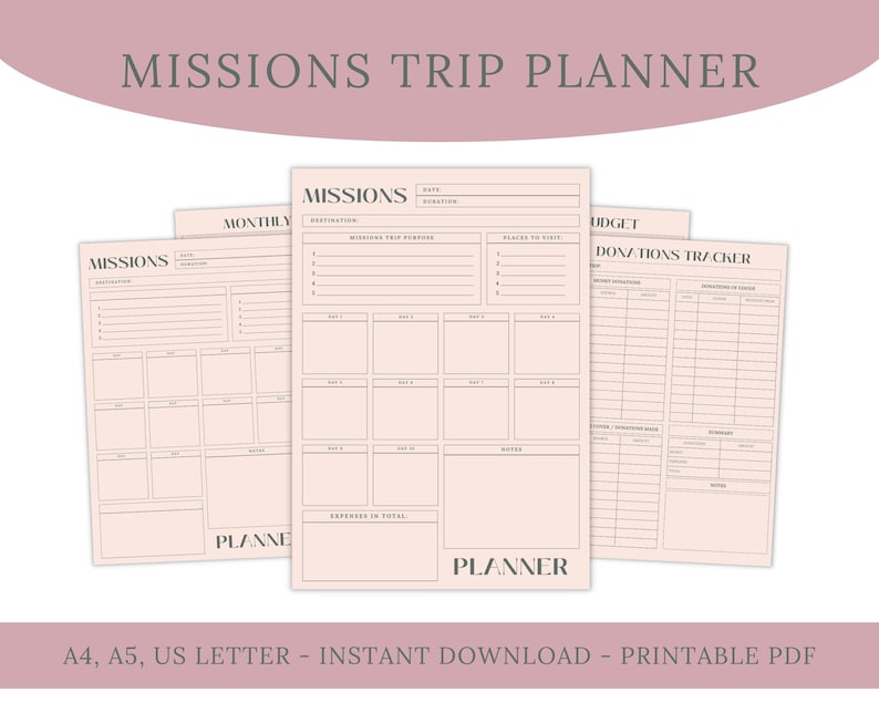 Missionary Trip Planner, Christian Mission Planner, Missionary ...