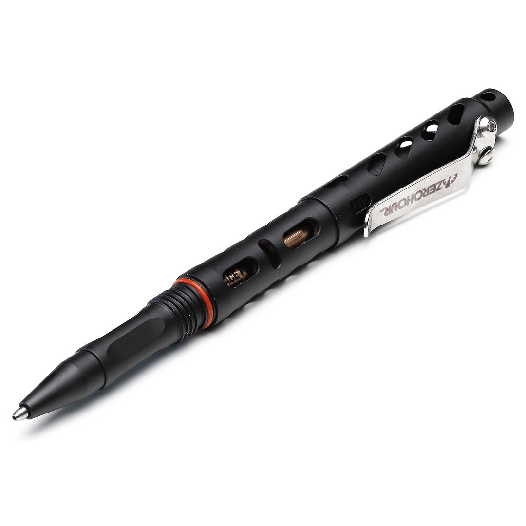 Aluminum Matte Black Tactical Pen With Tungsten Tip Glass Breaker ...