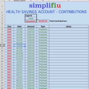 HSA Health Savings Account Cost Tracker Excel Spreadsheet - Etsy