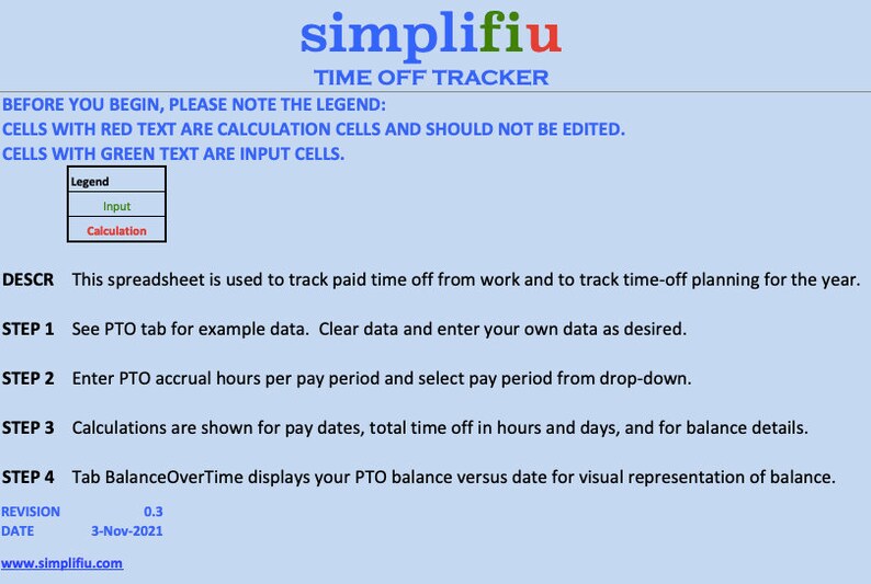 PTO Paid Time off Tracker Excel Spreadsheet - Etsy