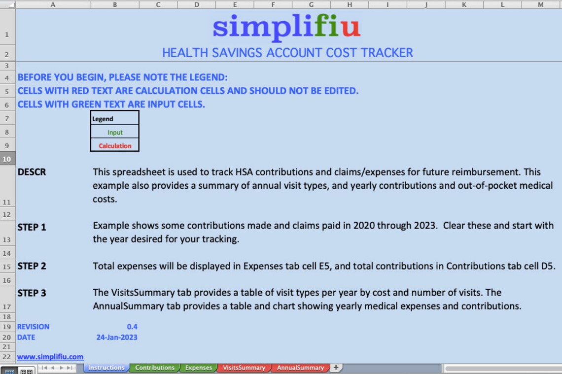 HSA Health Savings Account Cost Tracker Excel Spreadsheet - Etsy