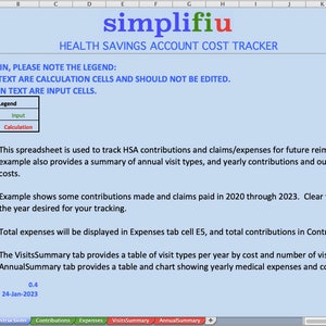 HSA Health Savings Account Cost Tracker Excel Spreadsheet - Etsy