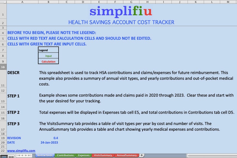 HSA Health Savings Account Cost Tracker Excel Spreadsheet - Etsy
