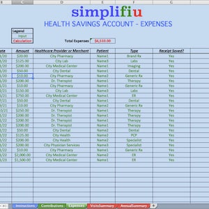 HSA Health Savings Account Cost Tracker Excel Spreadsheet - Etsy