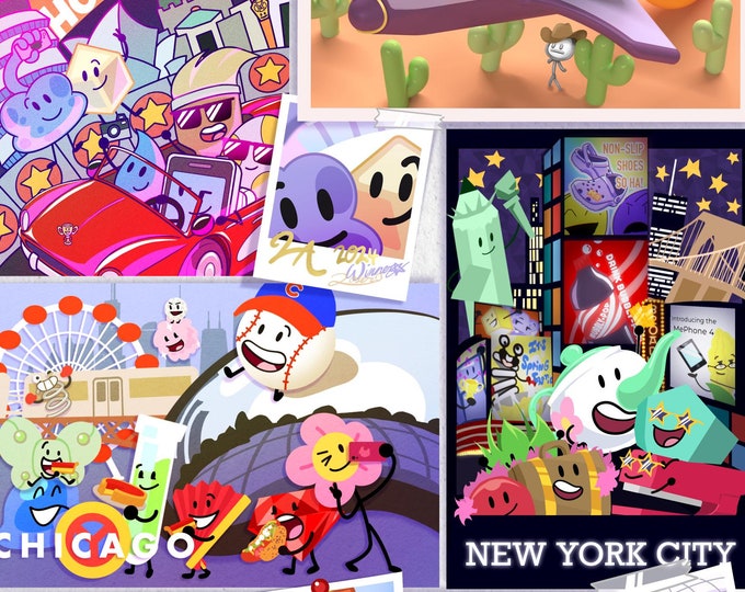 BFDI X Inanimate Insanity "coast to Coast" Poster Print (11"x17") 2024 ...