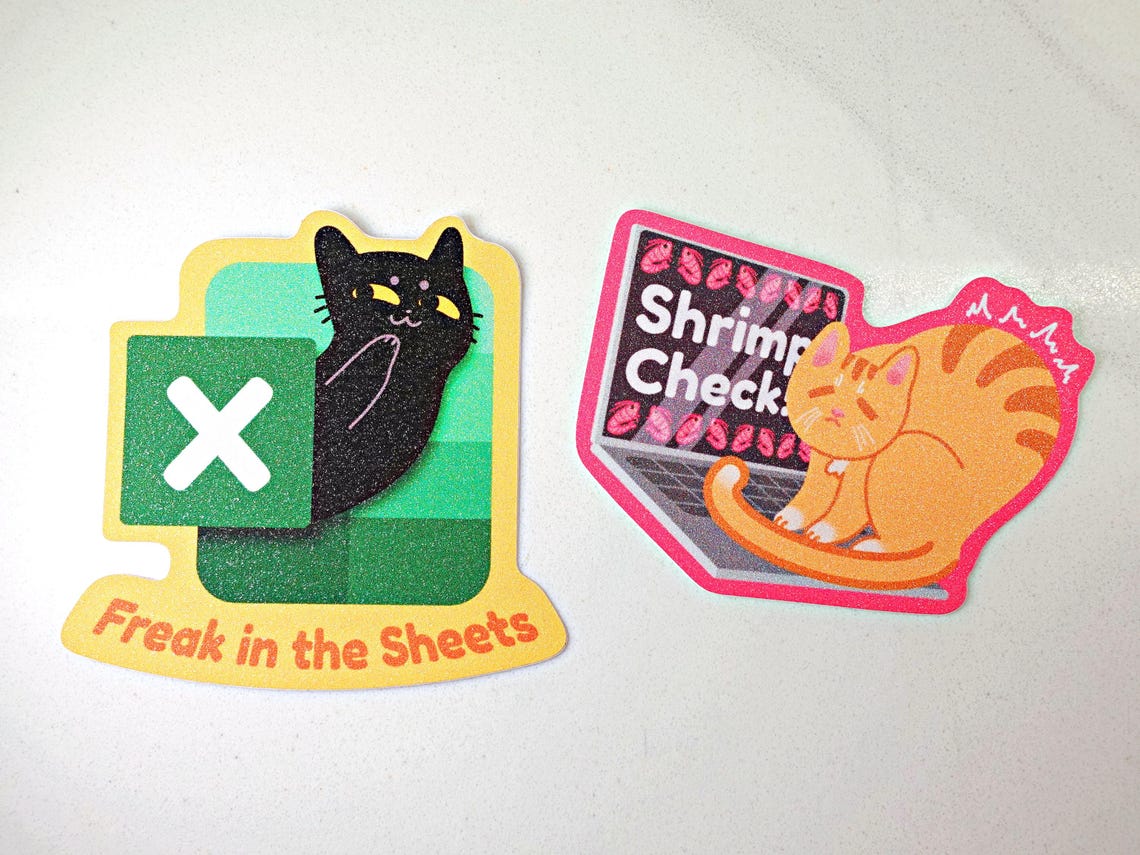 Office Cat Meme Sticker - Excel Spreadsheets - 2.5 Inches - Glittery - Etsy