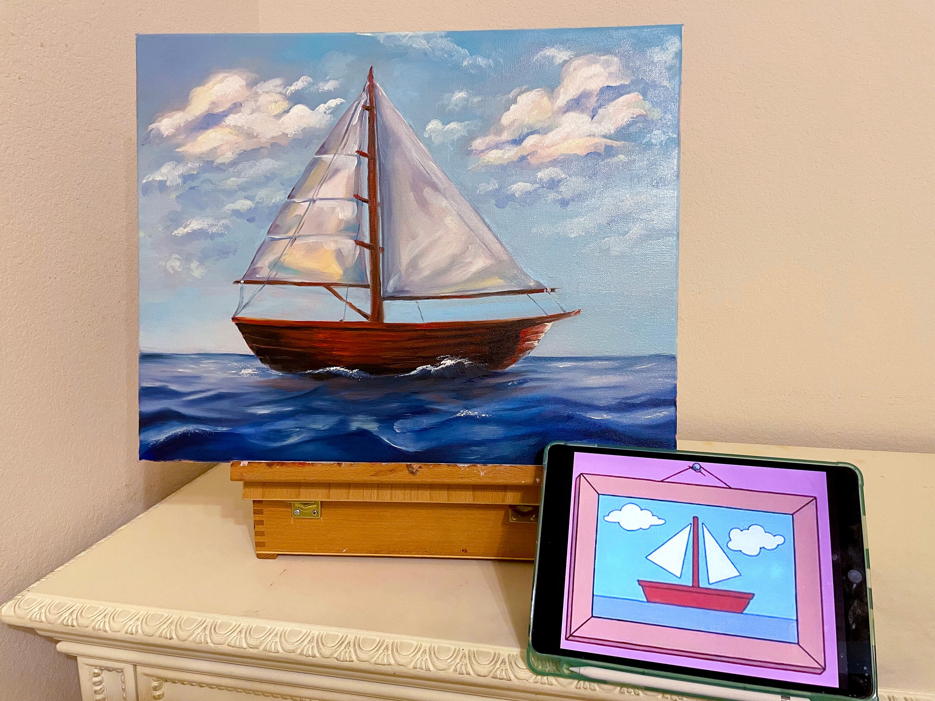 The Simpsons Sailboat - CANVAS (2021, Original Piece) - Etsy