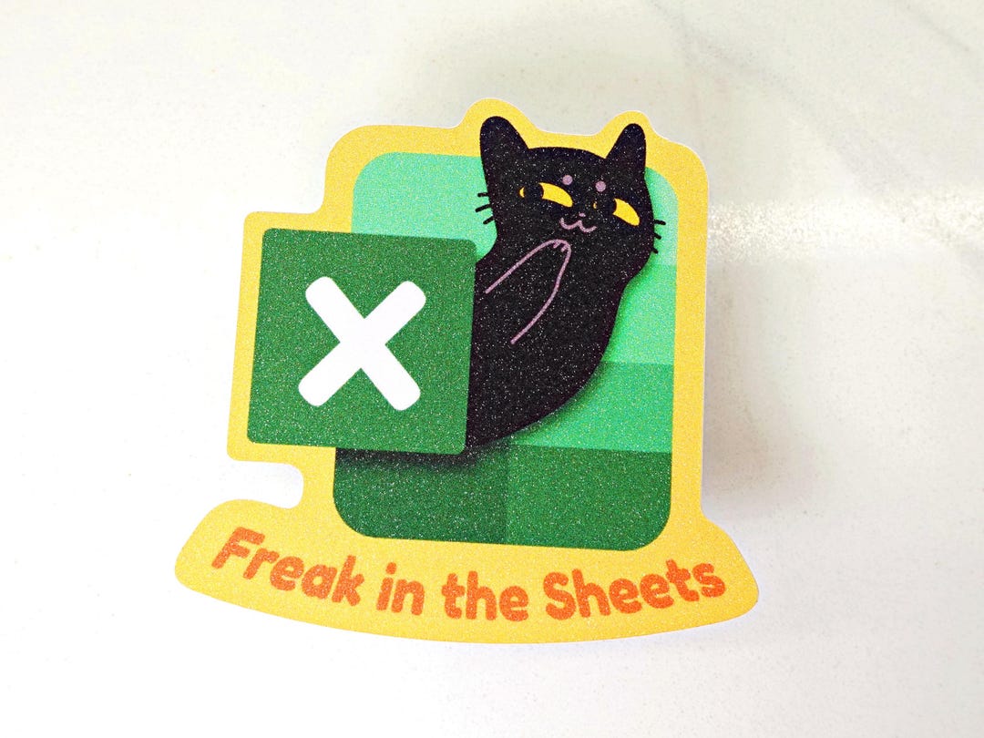 Office Cat Meme Sticker - Excel Spreadsheets - 2.5 Inches - Glittery - Etsy