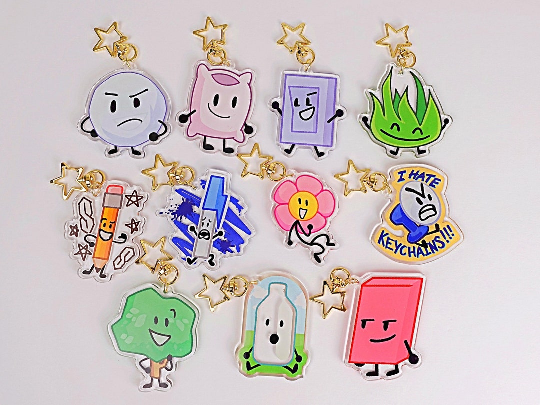 BFDI Keychains - 2.5" Acrylic - Snowball, Pillow, Liy, Grassy, Pencil ...