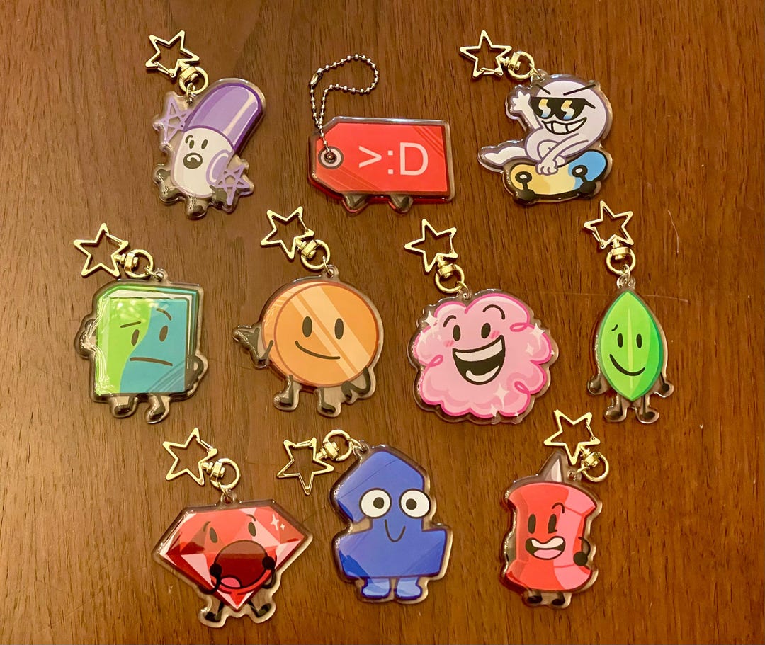 BFDI Keychains - 2.5" Acrylic - Marker, Pricetag, Nine, Book, Coiny ...