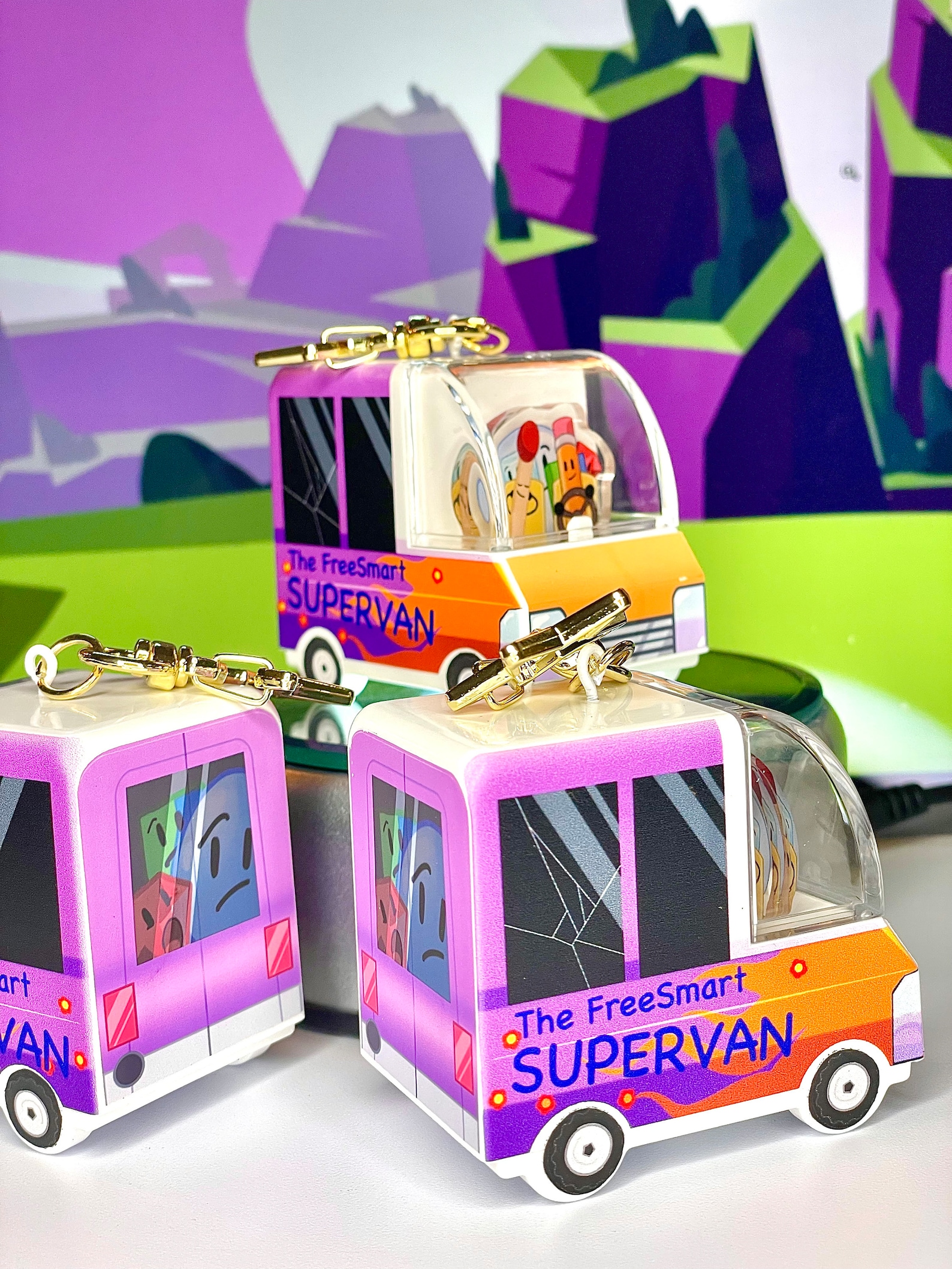 The Freesmart Super Van 3D Keychain BFDI 2.2 Pencil, Ruby, Match, Ice ...