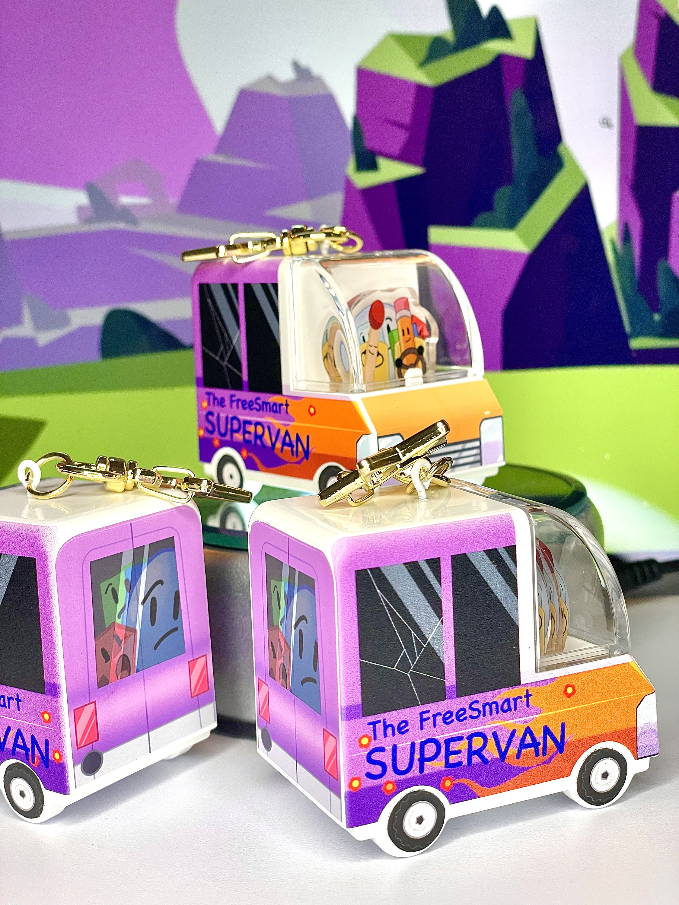 The Freesmart Super Van 3D Keychain BFDI 2.2 Pencil, Ruby, Match, Ice ...