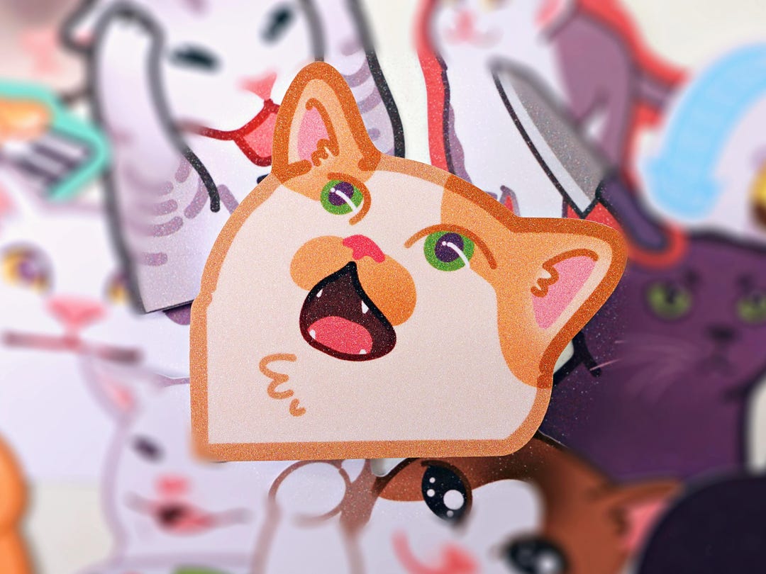 Screaming Orange Cat Meme Sticker - 2.5 Inches - Glittery - Etsy