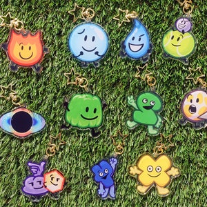 BFDI Keychains - 2.5" Acrylic - Firey, Bubble, Teardrop, Golfball ...