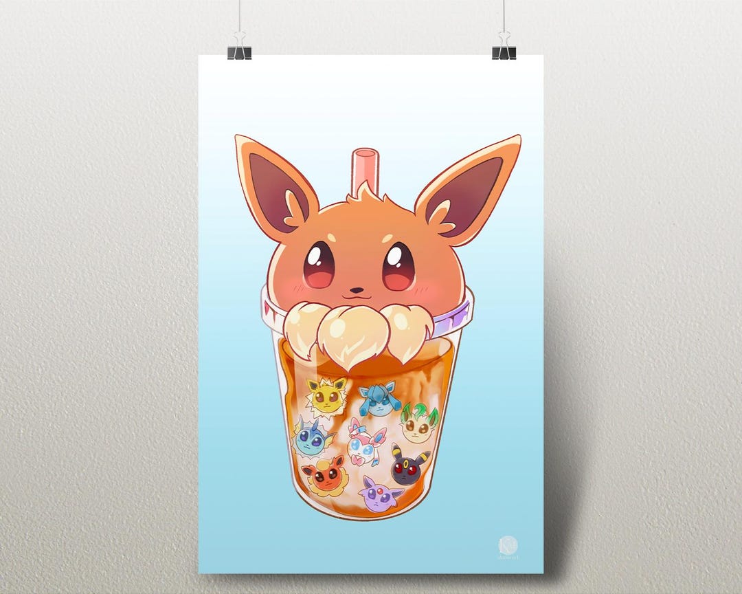 Eevee Boba - Poster Print - 11"x17" - Etsy