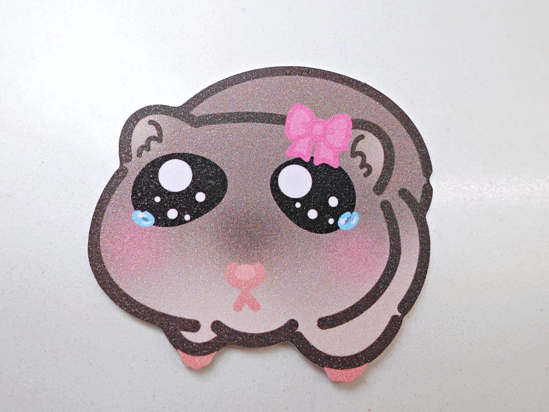 Sad Crying Hamster With a Bow Sticker - 2.5 Inches - Glittery - Etsy