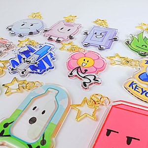 BFDI Keychains - 2.5" Acrylic - Snowball, Pillow, Liy, Grassy, Pencil ...