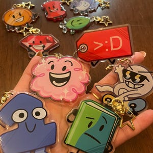 BFDI Keychains - 2.5" Acrylic - Marker, Pricetag, Nine, Book, Coiny ...