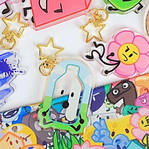 BFDI Keychains - 2.5" Acrylic - Snowball, Pillow, Liy, Grassy, Pencil ...