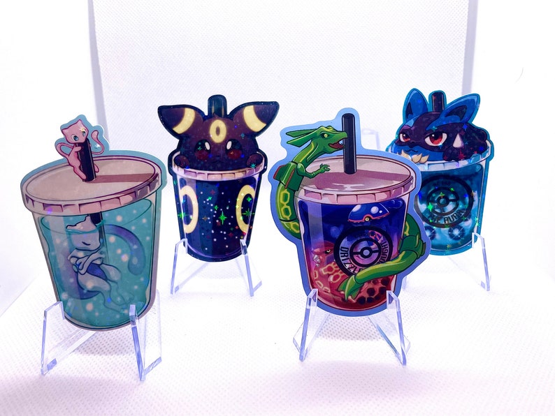 Pokemon Boba Vinyl Stickers - 3" Water Resistant - Jumpluff, Gengar ...