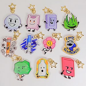 BFDI Keychains - 2.5" Acrylic - Snowball, Pillow, Liy, Grassy, Pencil ...