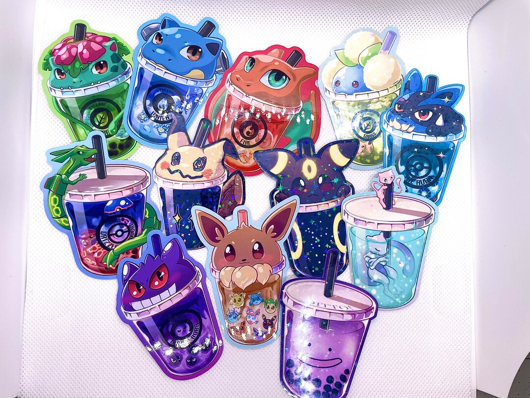 Pokemon Boba Vinyl Stickers - 3" Water Resistant - Jumpluff, Gengar ...