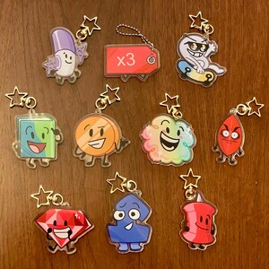 BFDI Keychains - 2.5" Acrylic - Marker, Pricetag, Nine, Book, Coiny ...