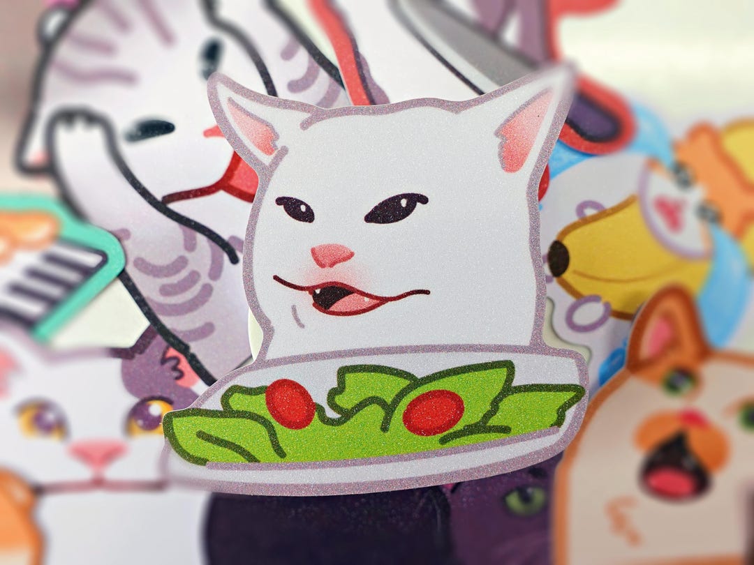 Salad Cat (smudge) Meme Sticker - 2.5 Inches - Glittery - Etsy