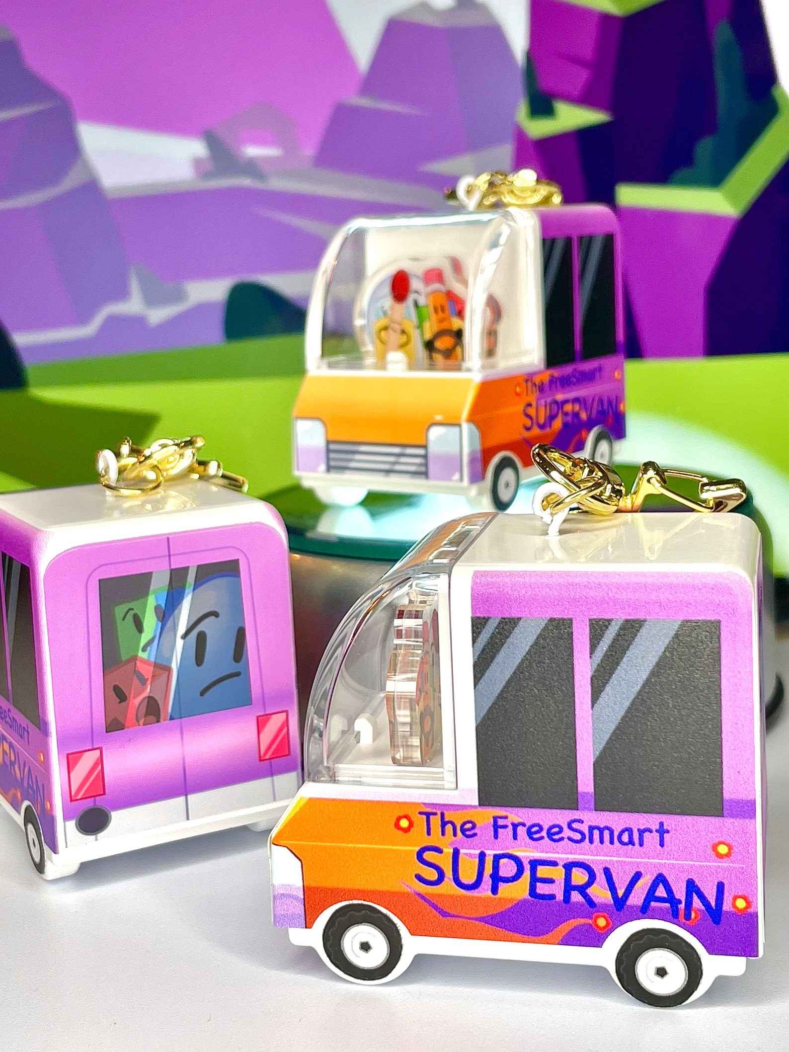 The Freesmart Super Van 3D Keychain BFDI 2.2 Pencil, Ruby, Match, Ice ...