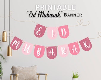 Black PRINTABLE DIGITAL Eid Mubarak Banner - Ramadan Eid Decor ...