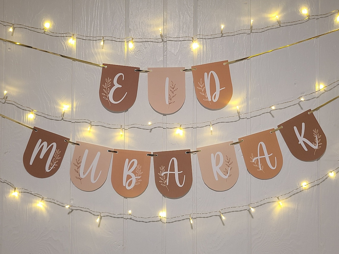 Black PRINTABLE DIGITAL Eid Mubarak Banner Ramadan Eid Decor Blessing ...